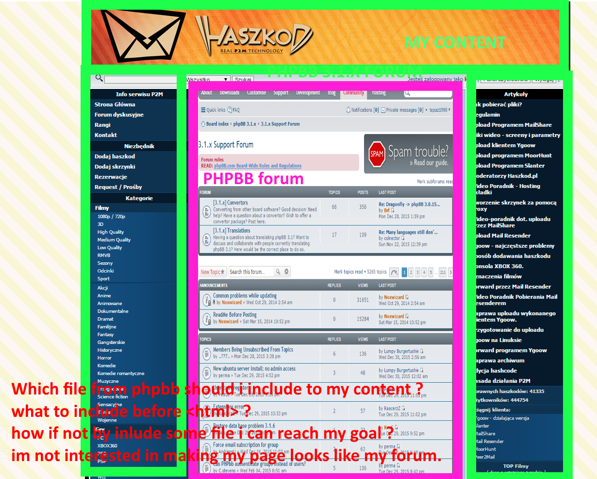 phpBB • inject/integrate forum threads to own website